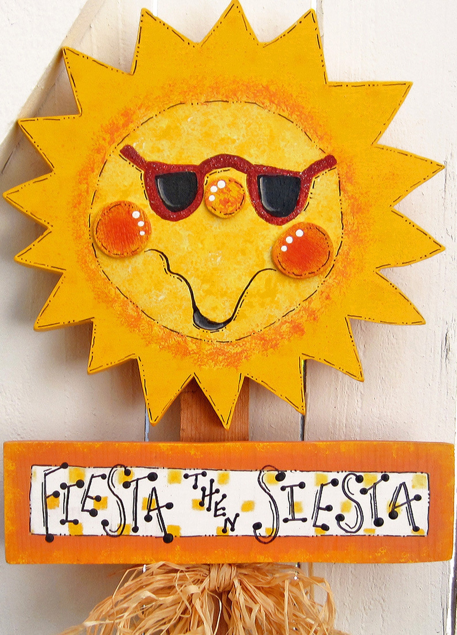Sun Sign Yard Art Summer Wood Yard Stick Yard Stake Painted Wood Yard ...