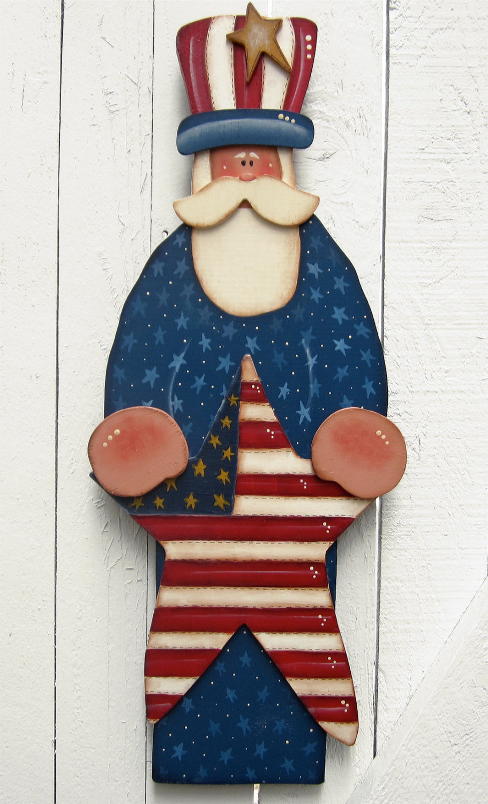 Uncle Sam 4th of July Door Hanger Yard Sign Yard Art Painted Wood Tole ...