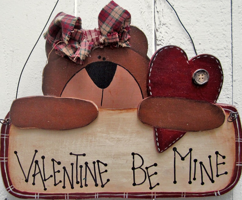 Valentine Door Wall Hanger Teddy Bear Valentine Be Mine Valentine Decor ...