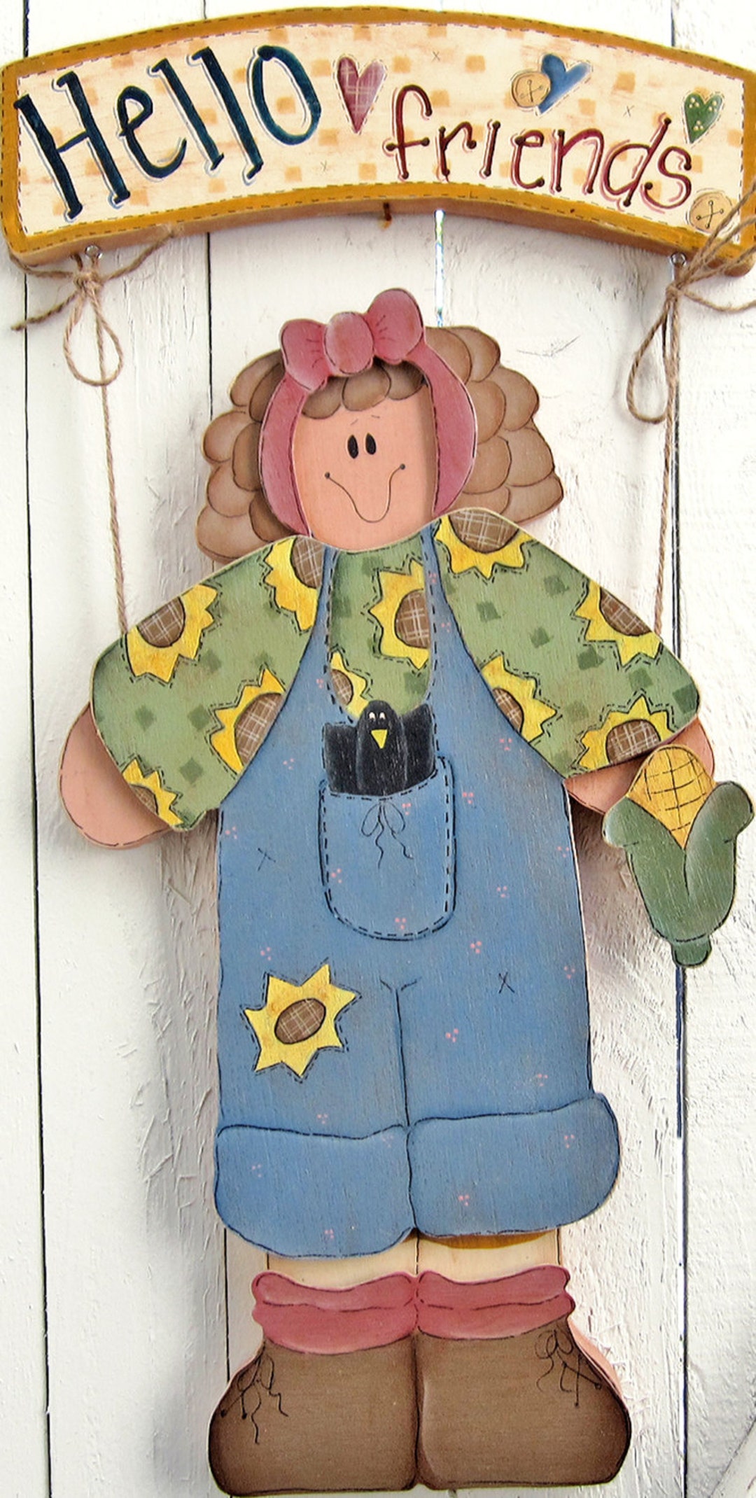 Hello Friends Seasonal Door Hanger Interchangeable Welcome Sign Outdoor ...