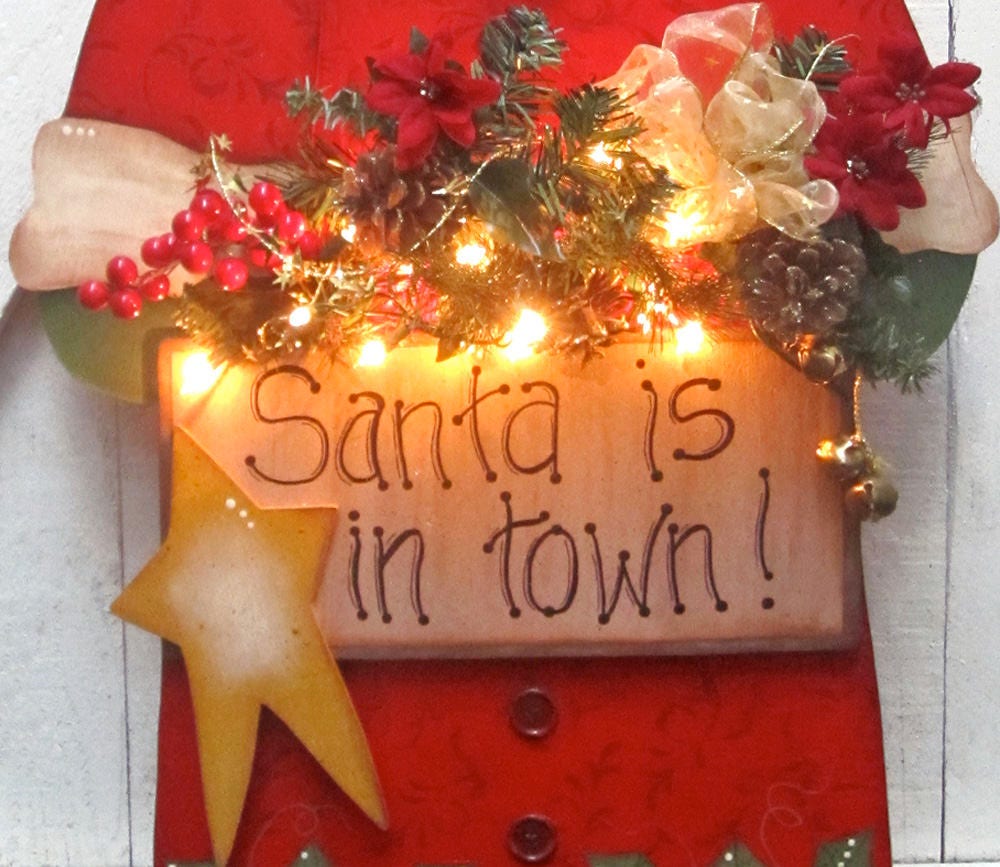 Santa Yard Sign Santa Porch Decor LARGE Christmas Decoration Santa ...