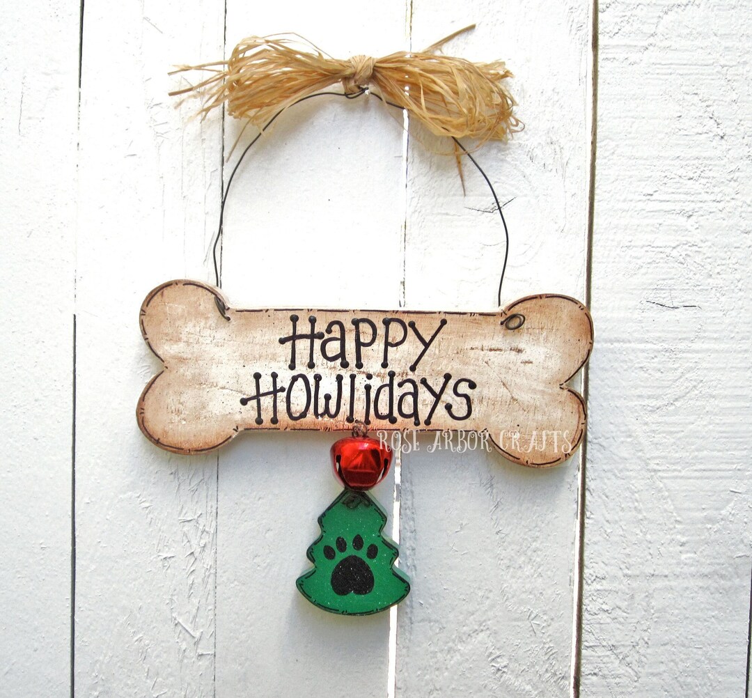 Christmas Dog Door Hanger Holiday Dog Sign Outdoor Dog Yard Sign Dog ...
