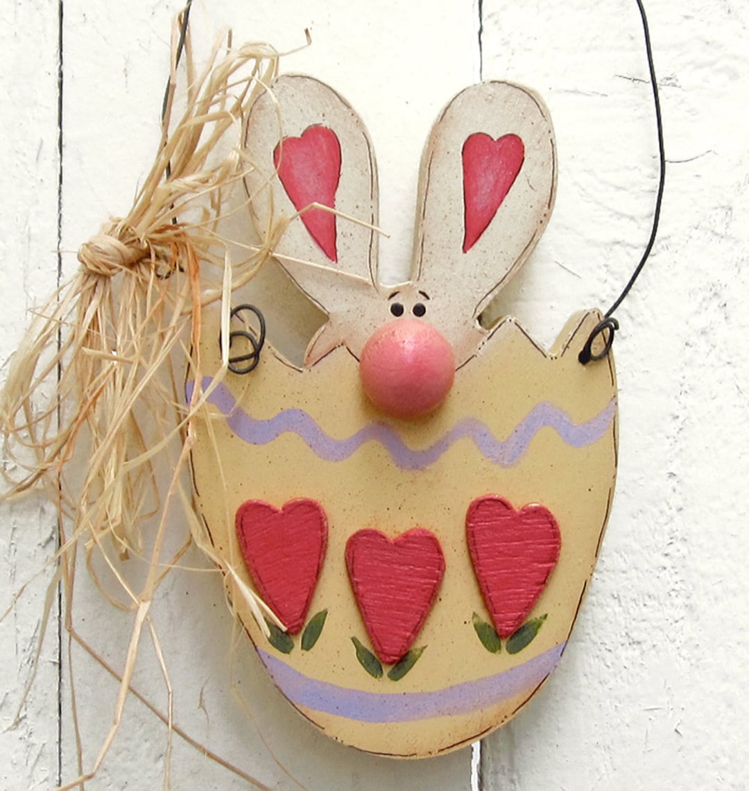 Easter Bunny Egg Bunny Door Hanger Wood Outdoor Easter Decor - Etsy