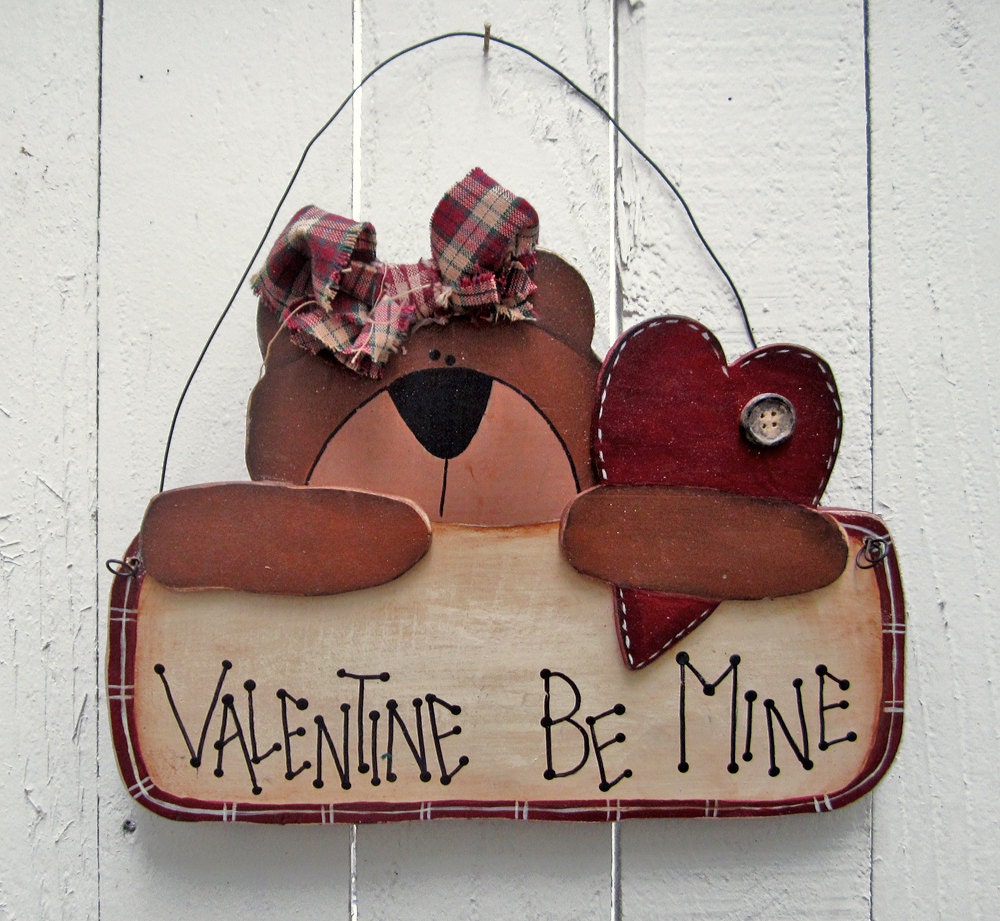 Valentine Door Wall Hanger Teddy Bear Valentine Be Mine Valentine Decor ...