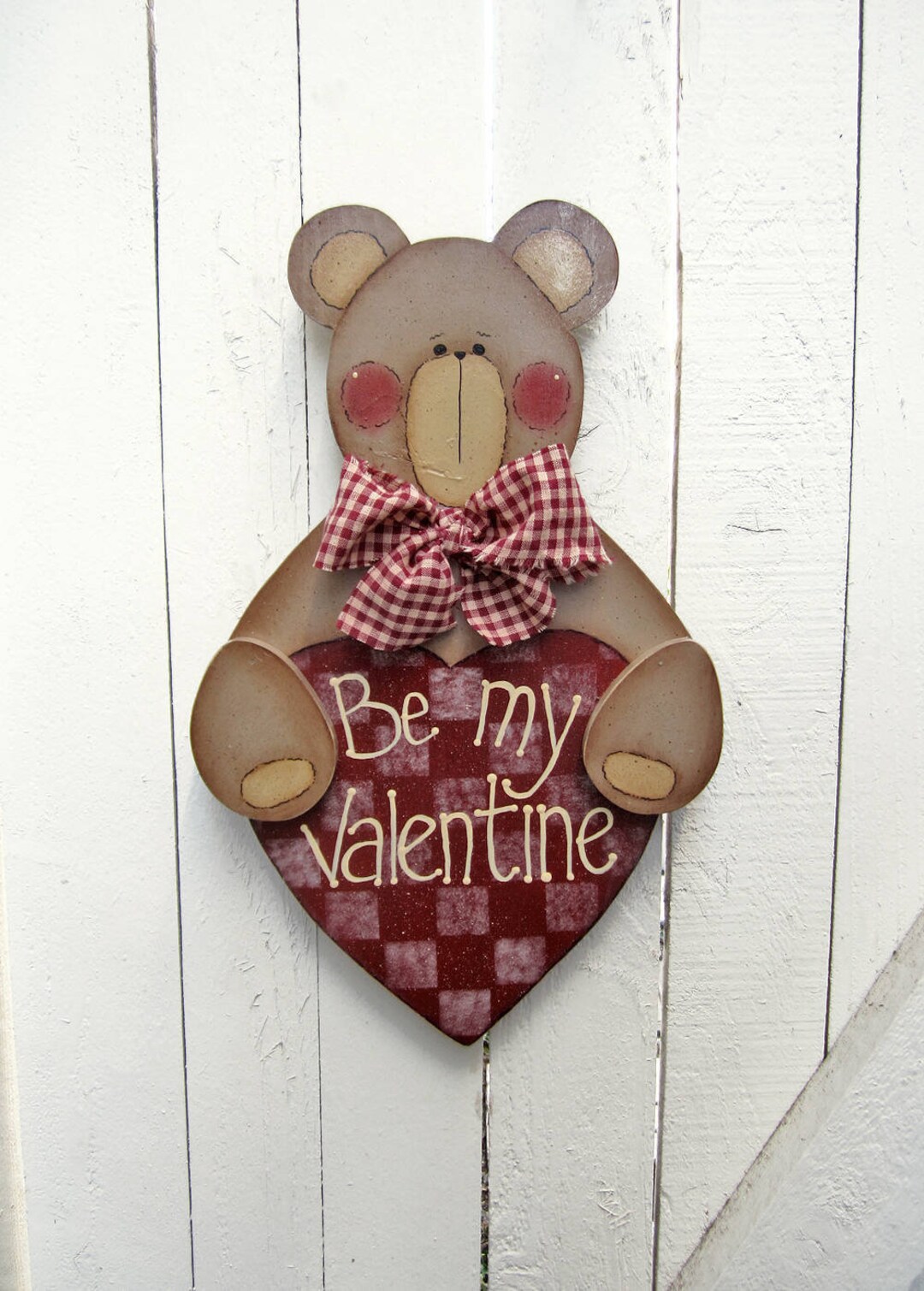 Valentine Bear Door Hanger Valentine's Day Decor Be My Valentine Wood ...