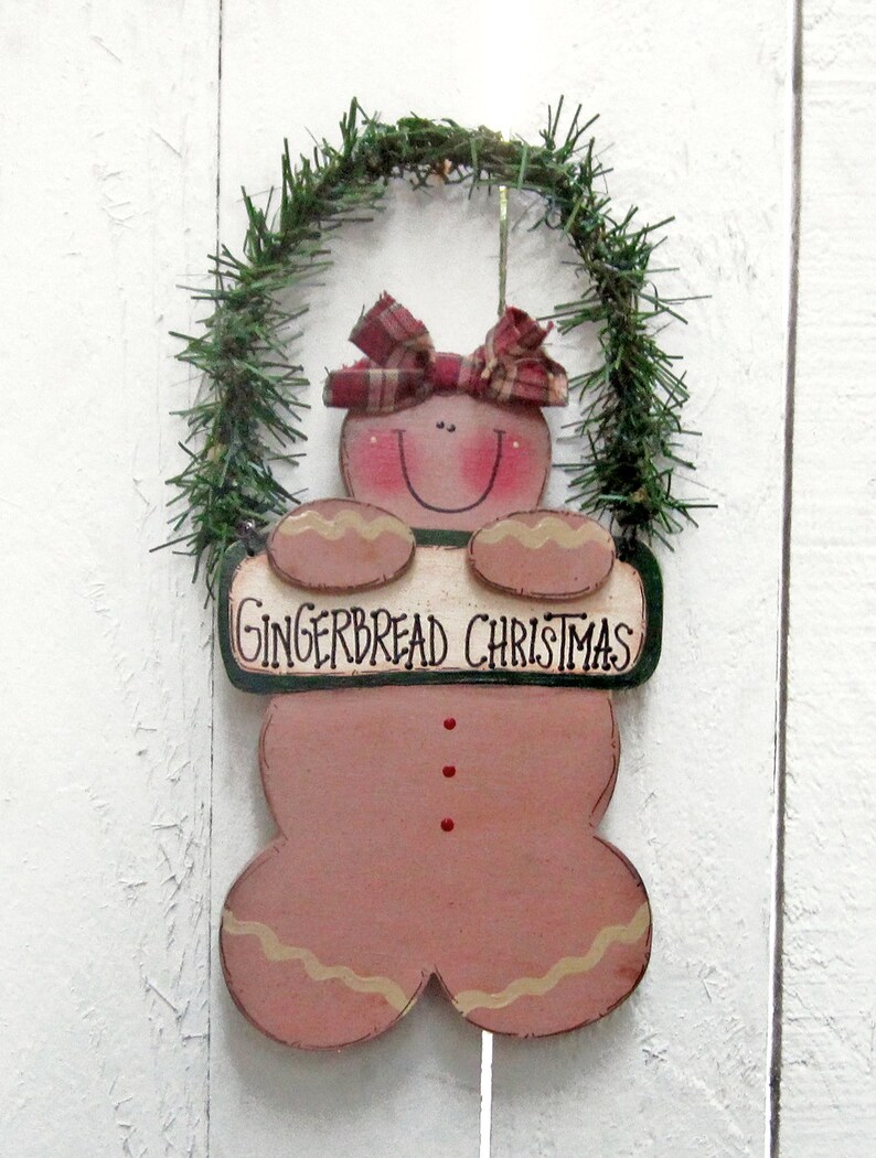 Gingerbread Christmas Door Hanger Christmas Sign Christmas - Etsy