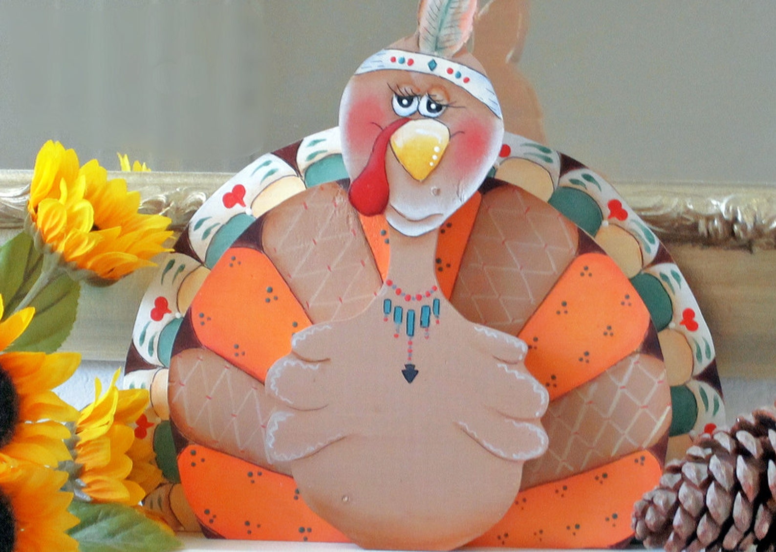Thanksgiving Turkey Decor Shelf Table Mantle Thanksgiving Decor Painted ...