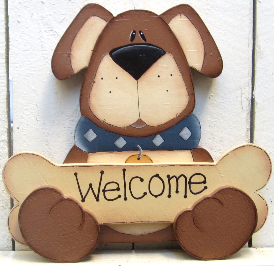 Dog Welcome Sign Dog Welcome Door Hanger Dog Yard Sign Dog Yard Art Dog ...