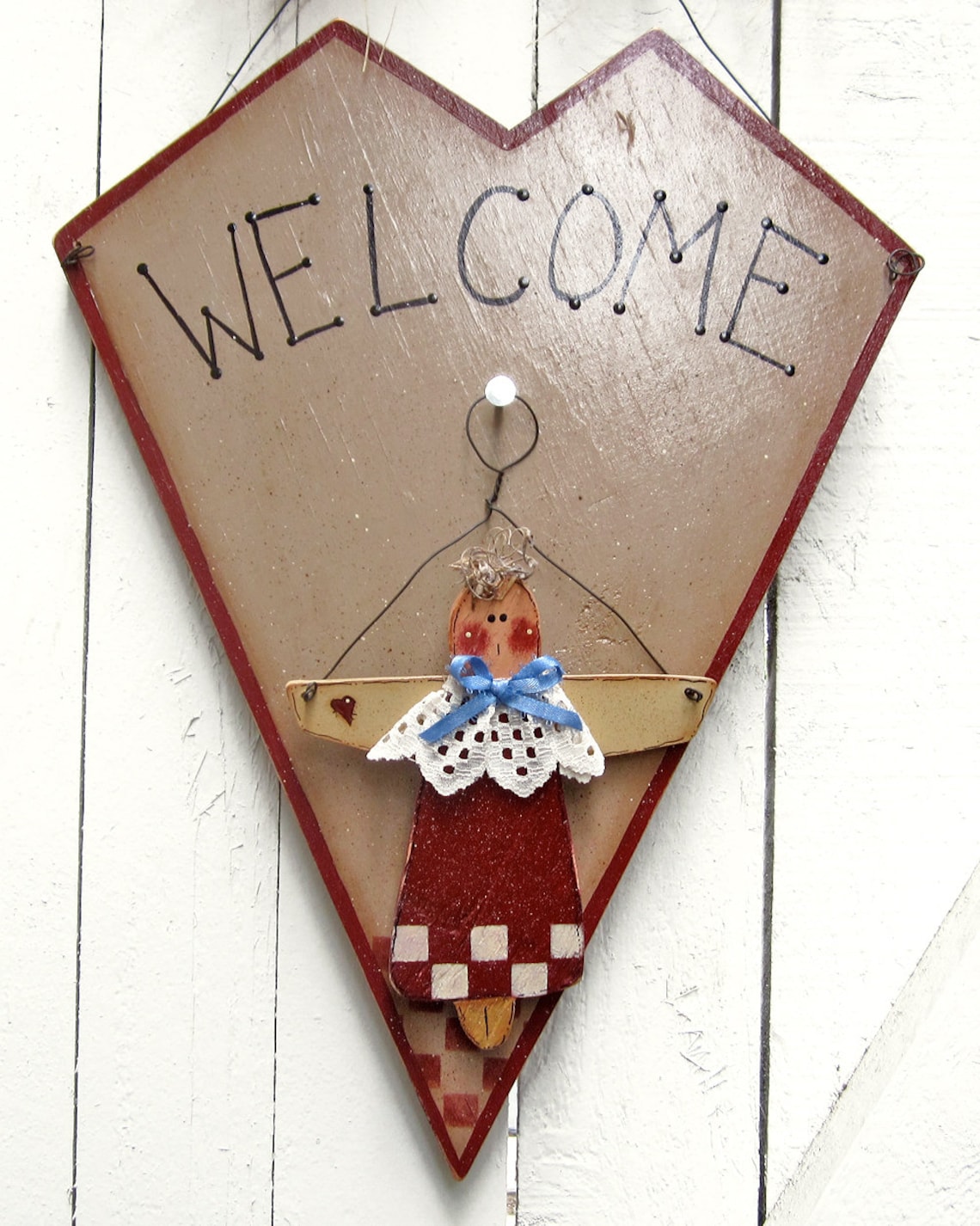 Seasonal Welcome Door Hanger Angel Welcome Sign Interchangeble Door ...