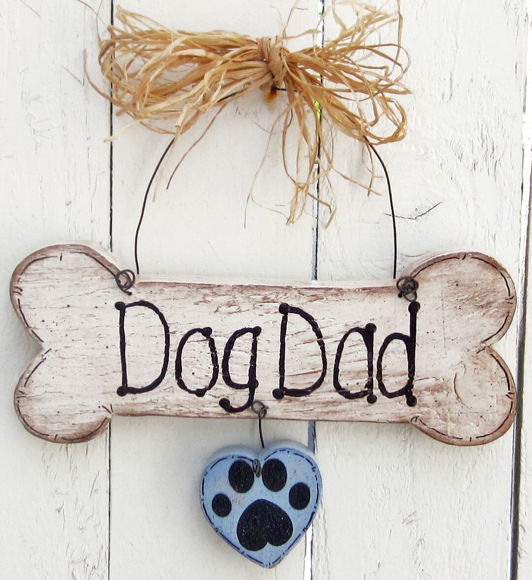 Dog Dad Door Hanger Dog Dad Sign Outdoor Dog Yard Sign Dog Heart Sign ...