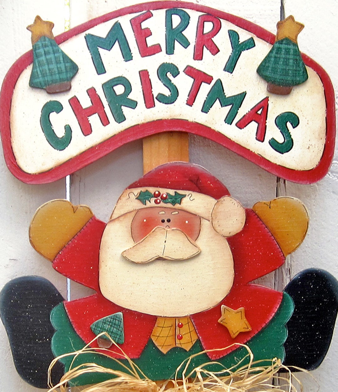 Merry Christmas Santa Yard Sign Santa Door Wall Hanger Yard Stake Santa ...
