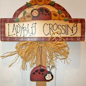 Ladybug Garden Sign Yard Art Garden Art Yard Stake Yard Stick Painted ...