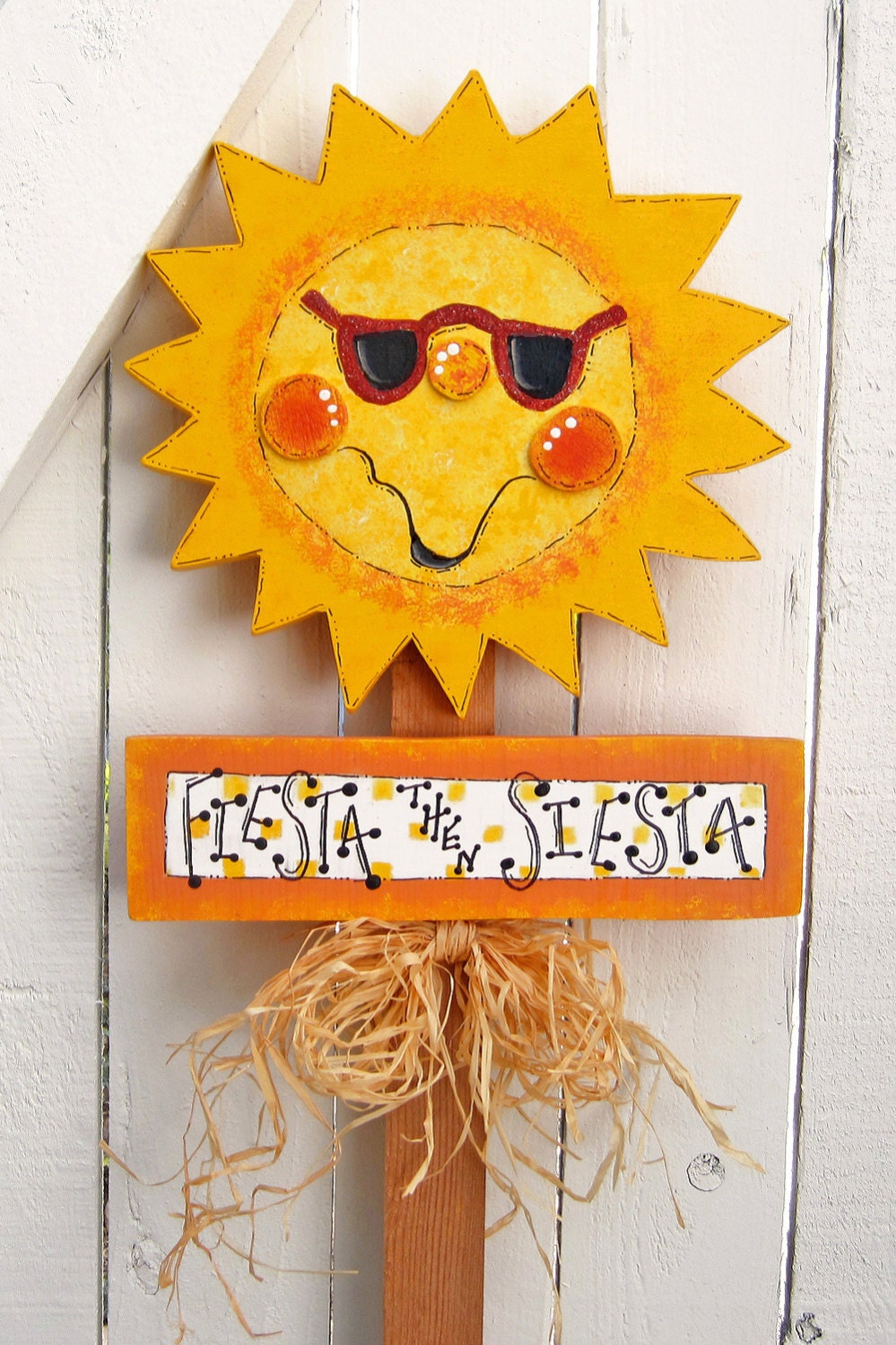 Sun Sign Yard Art Summer Wood Yard Stick Yard Stake Painted | Etsy