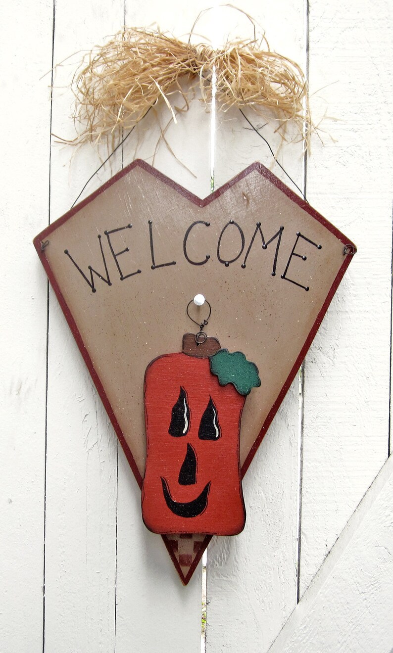 Seasonal Welcome Door Hanger Jack O Lantern Welcome Sign - Etsy