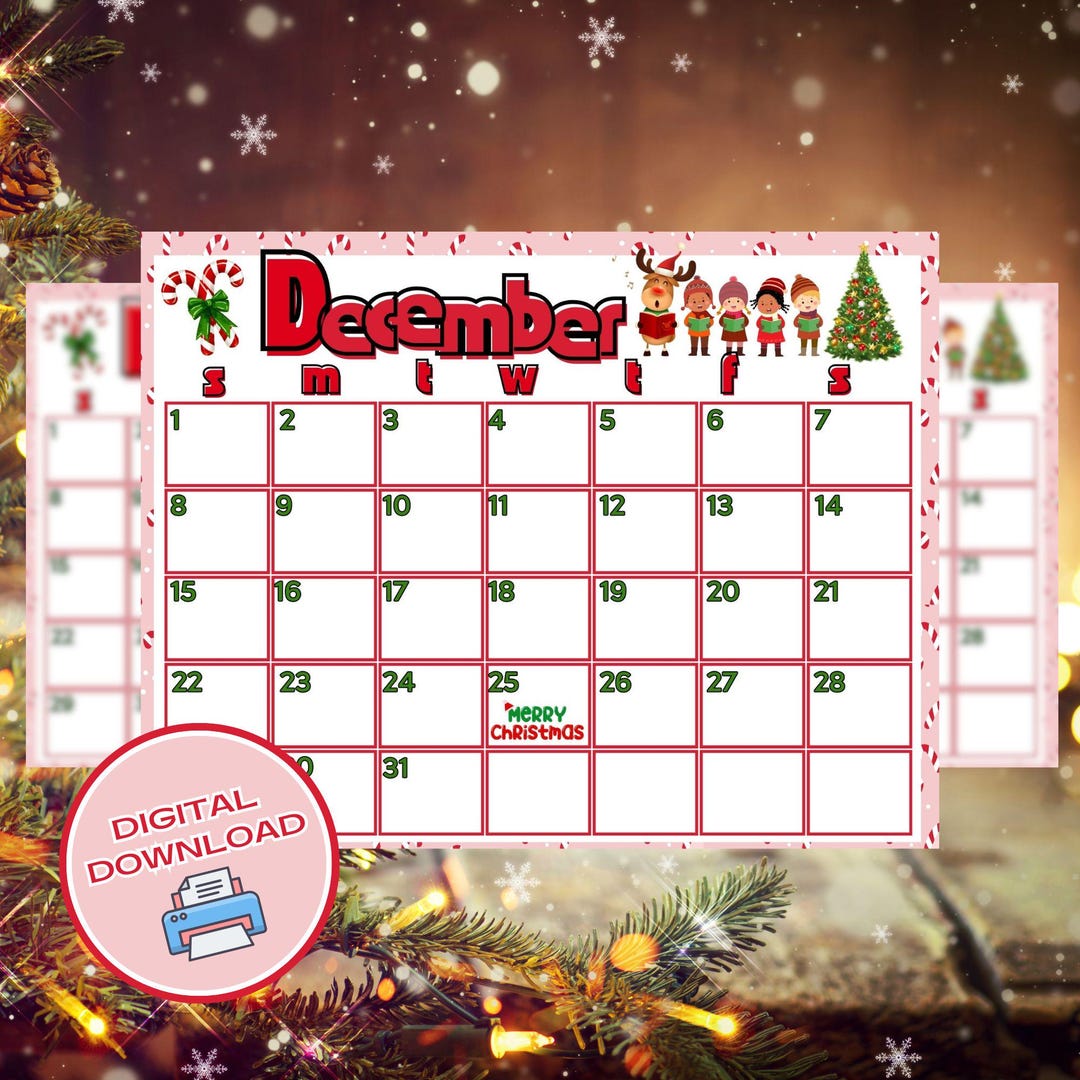 Printable December Christmas Calendar - Etsy