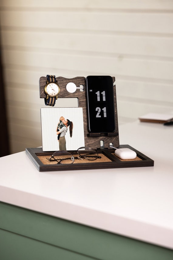 Eco Wood Desk Organizer Gift for Men Docking | Etsy