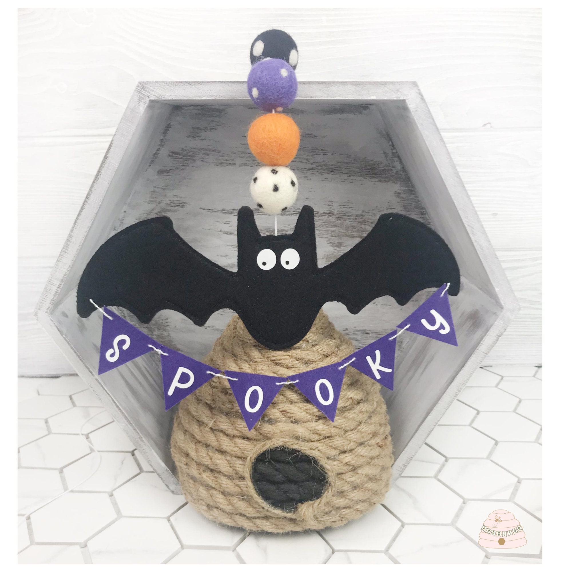 Halloween Decor Halloween Felt Ball Garland Bat Halloween - Etsy