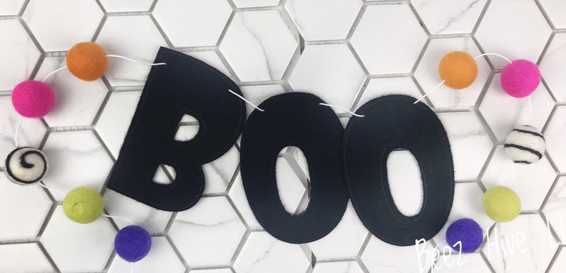 Halloween Decor, Halloween Garland, Pom Pom Garland, Fall Garland, Boo ...