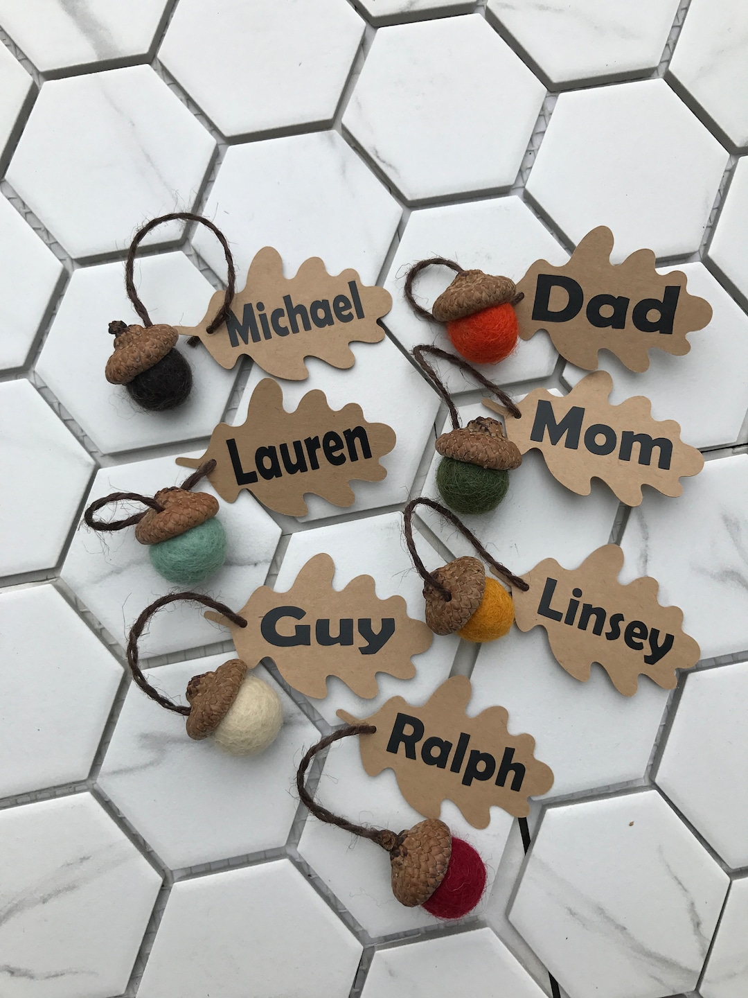 Thanksgiving Place Cards Fall Wedding Place Cards Felted Acorns Holiday ...