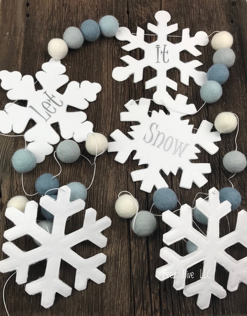 Snowflake Garland Let It Snow Winter Garland Snowflake Felt - Etsy
