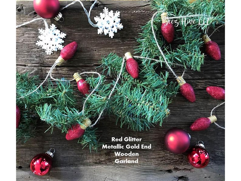 White Glitter Wooden Garland|free Shipping|christmas Decor|holiday ...