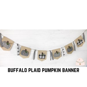 Buffalo Plaid Burlap Banner, Fall Banner Mantle Decor, Autumn Decor ...