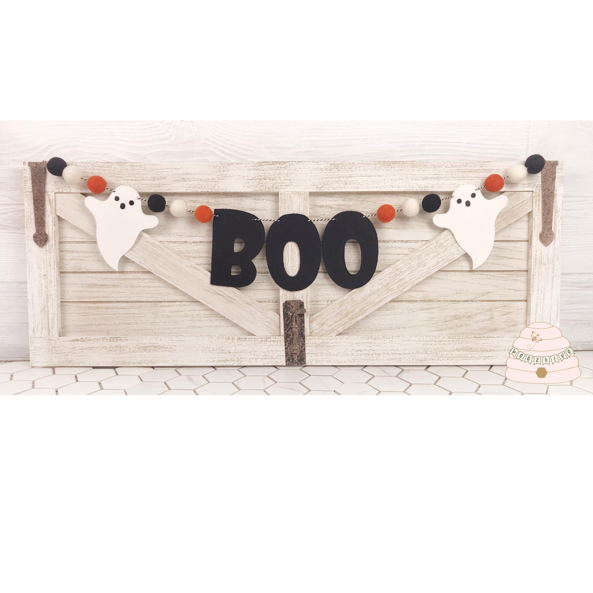 Ghost Felt Ball Garland, Boo Pom Pom Garland, Halloween Garland ...