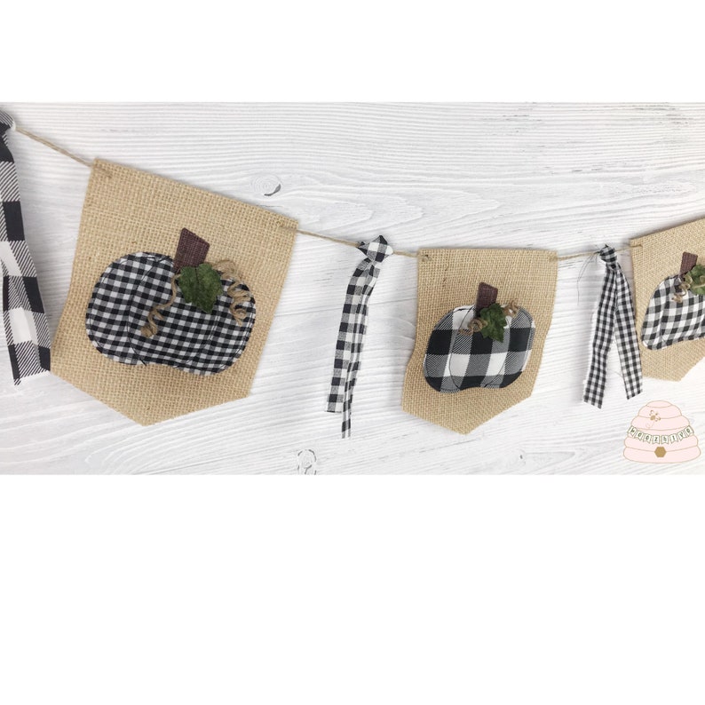 Buffalo Plaid Burlap Banner Fall Banner Mantle Decor Autumn | Etsy