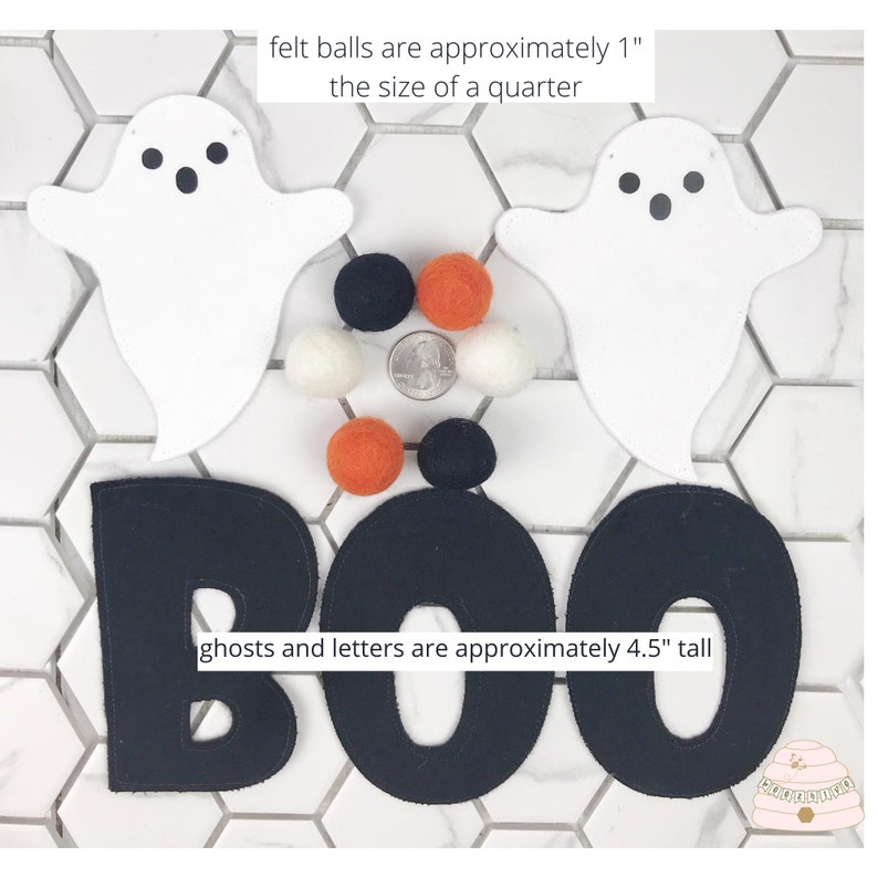 Halloween Decor, Ghost Pom Pom Garland, BOO Felt Ball Garland ...
