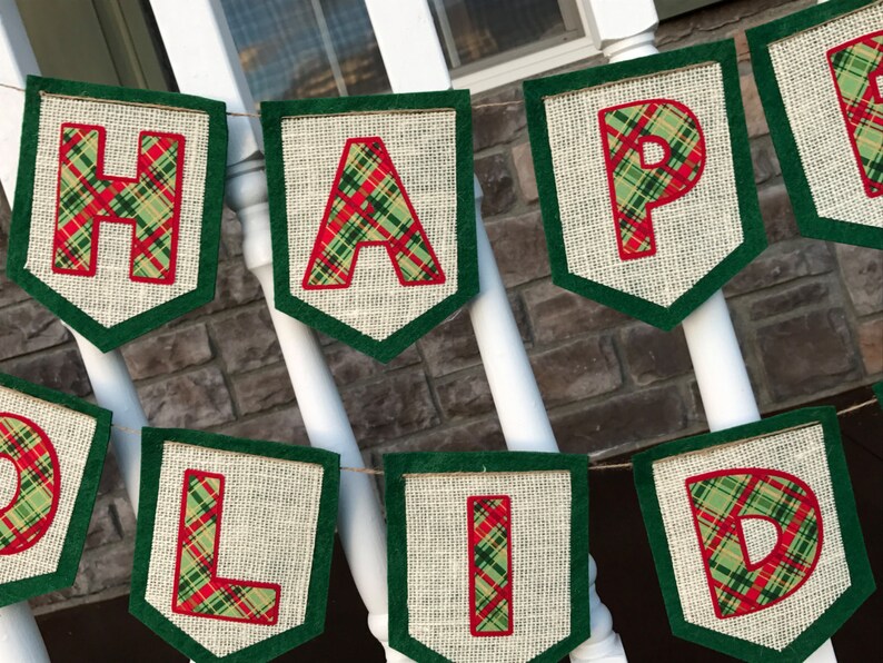 Happy Holidays, Holiday Decoration, Seasonal Decoration, Burlap Banner ...