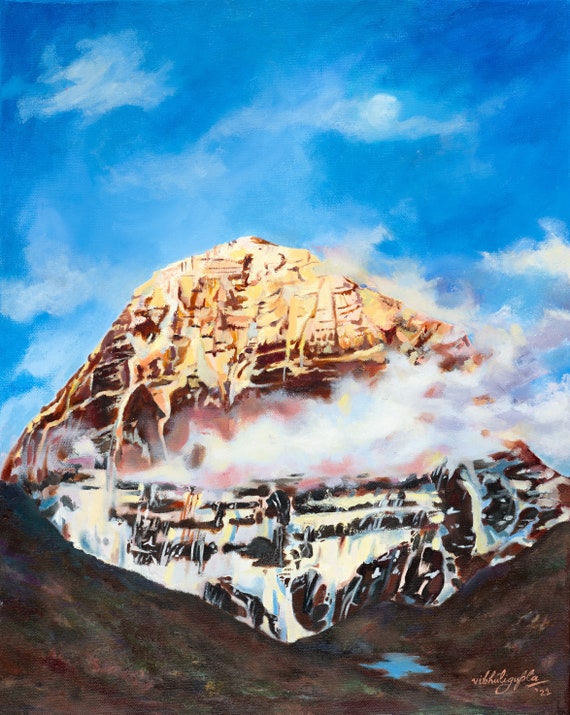 Mount Kailash Oil Painting Print on Premium Canvas the - Etsy