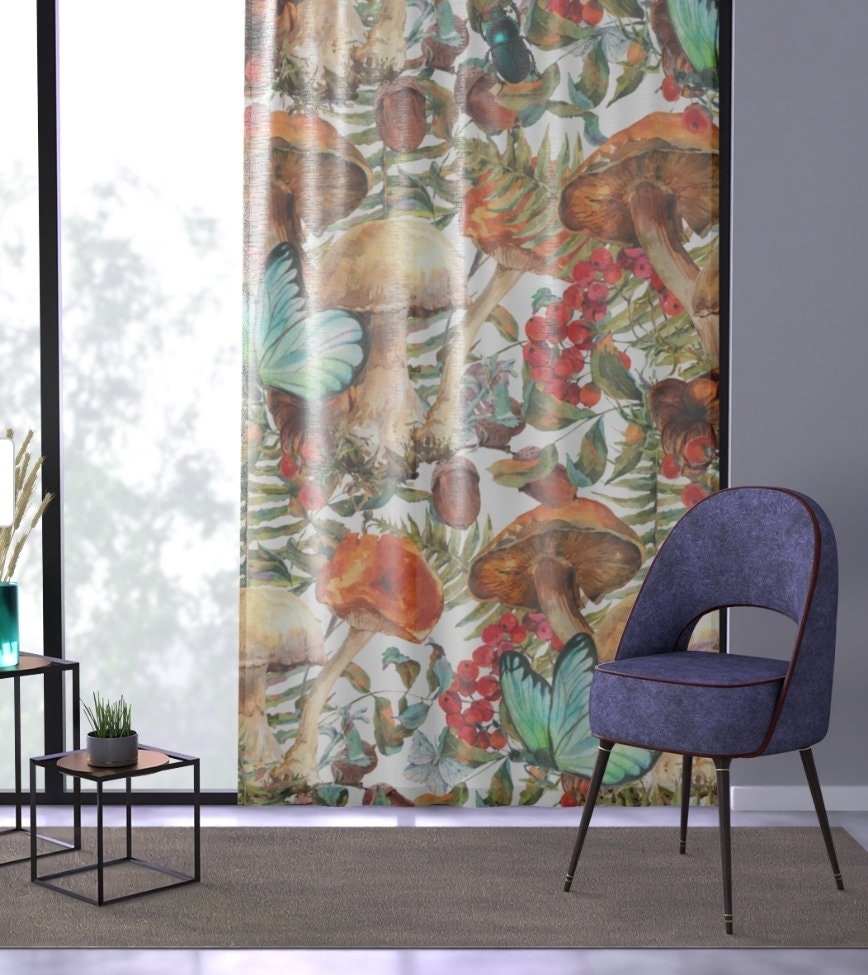 Mushroom Curtain Panel - Etsy