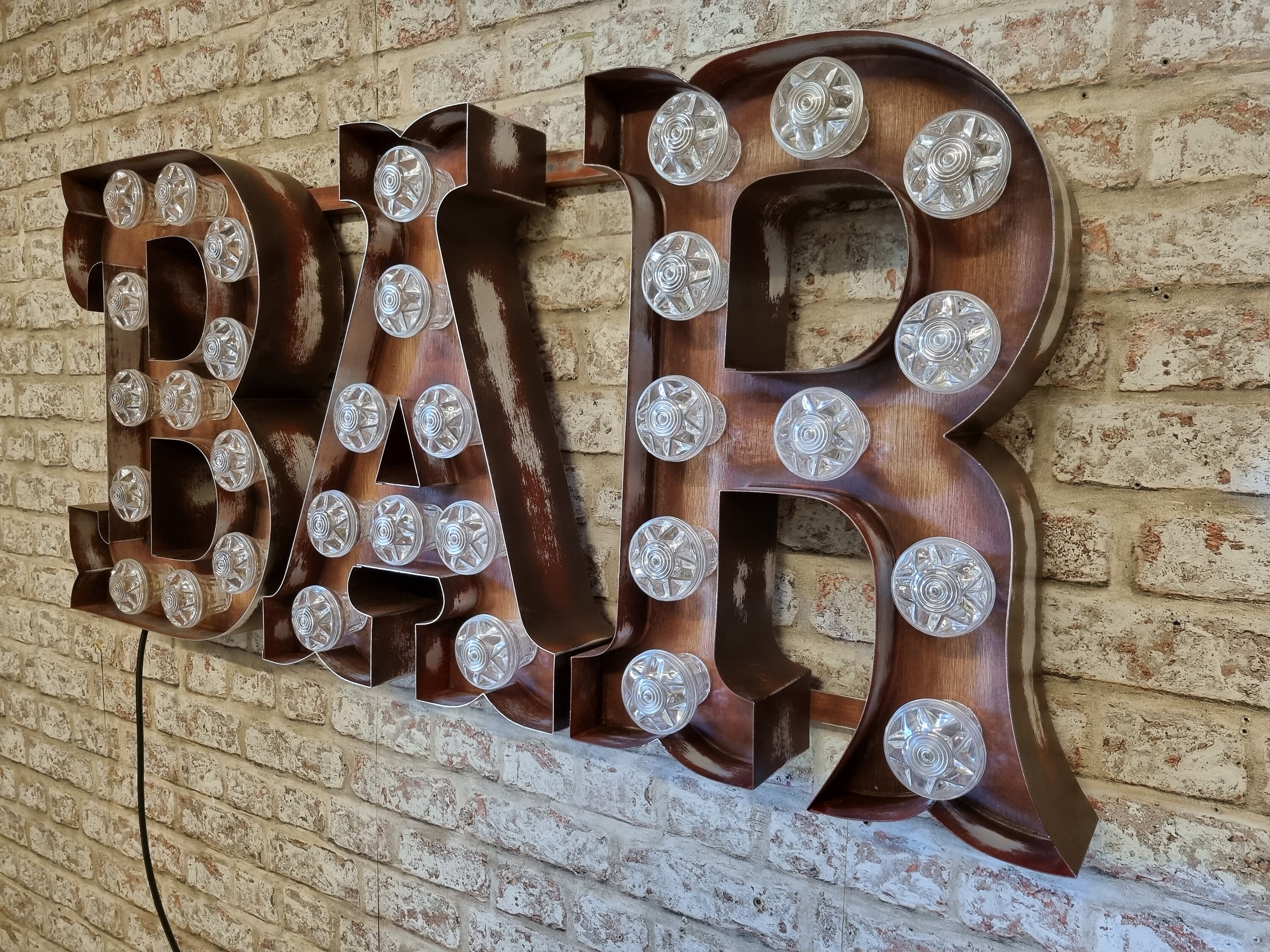 Light Up/light Bulb Marquee Letter Lights Rusty 'BAR' Sign - Etsy