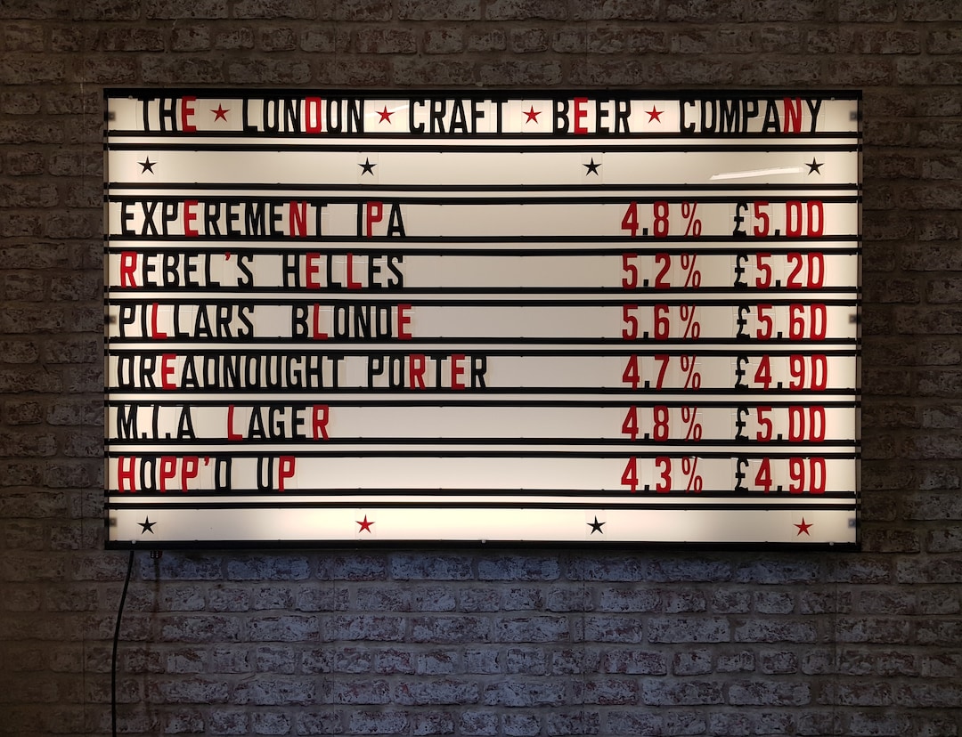 Illuminated Old Style American Menu Display Board Light up Light Box ...