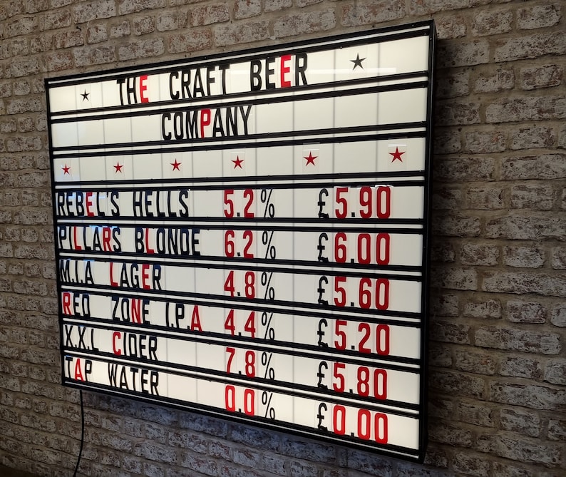 American Style Illuminated Menu Board Light Box Letter/bar/restaurant ...