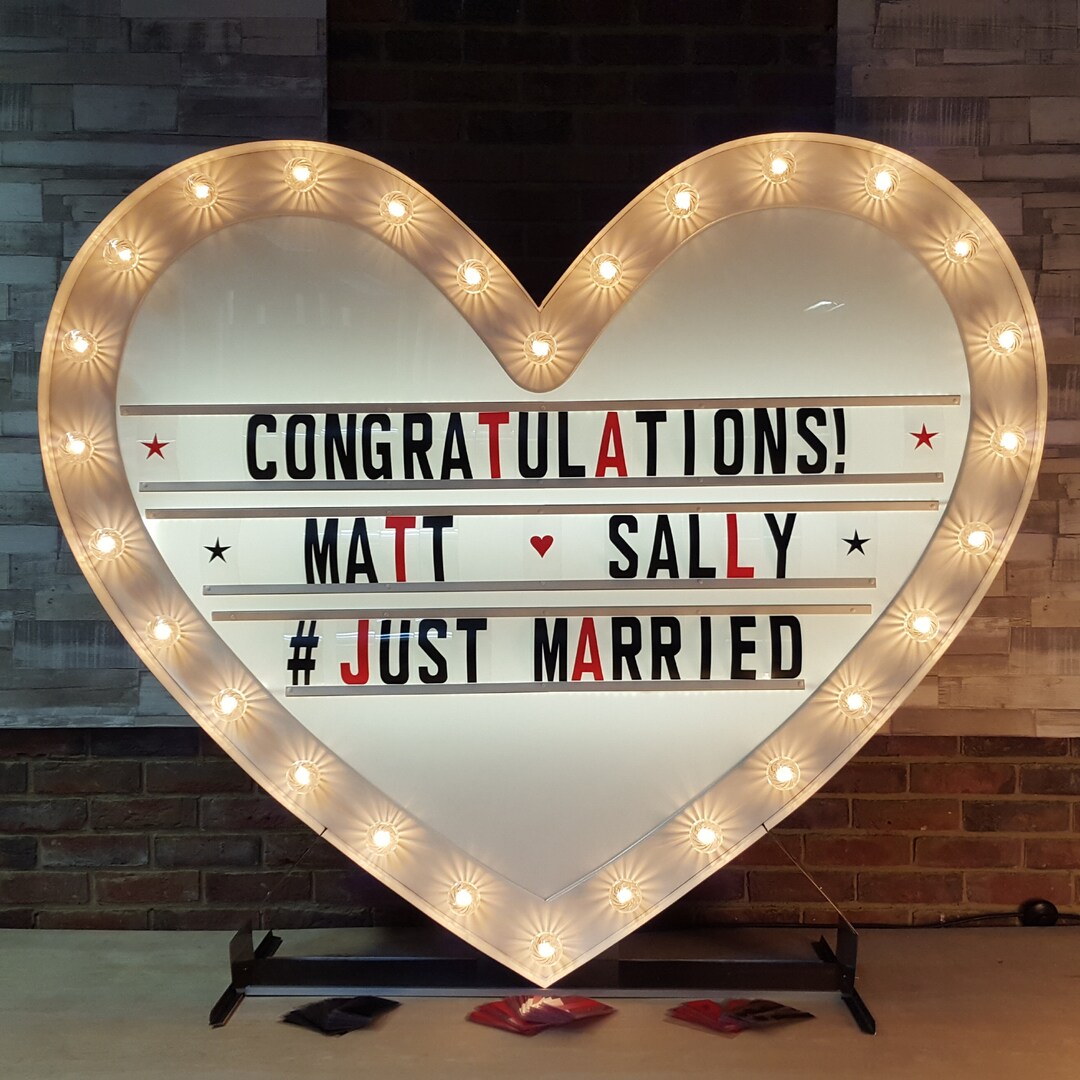 5ft Giant Love Heart Light up Light Box Letter Marquee Wedding Board ...