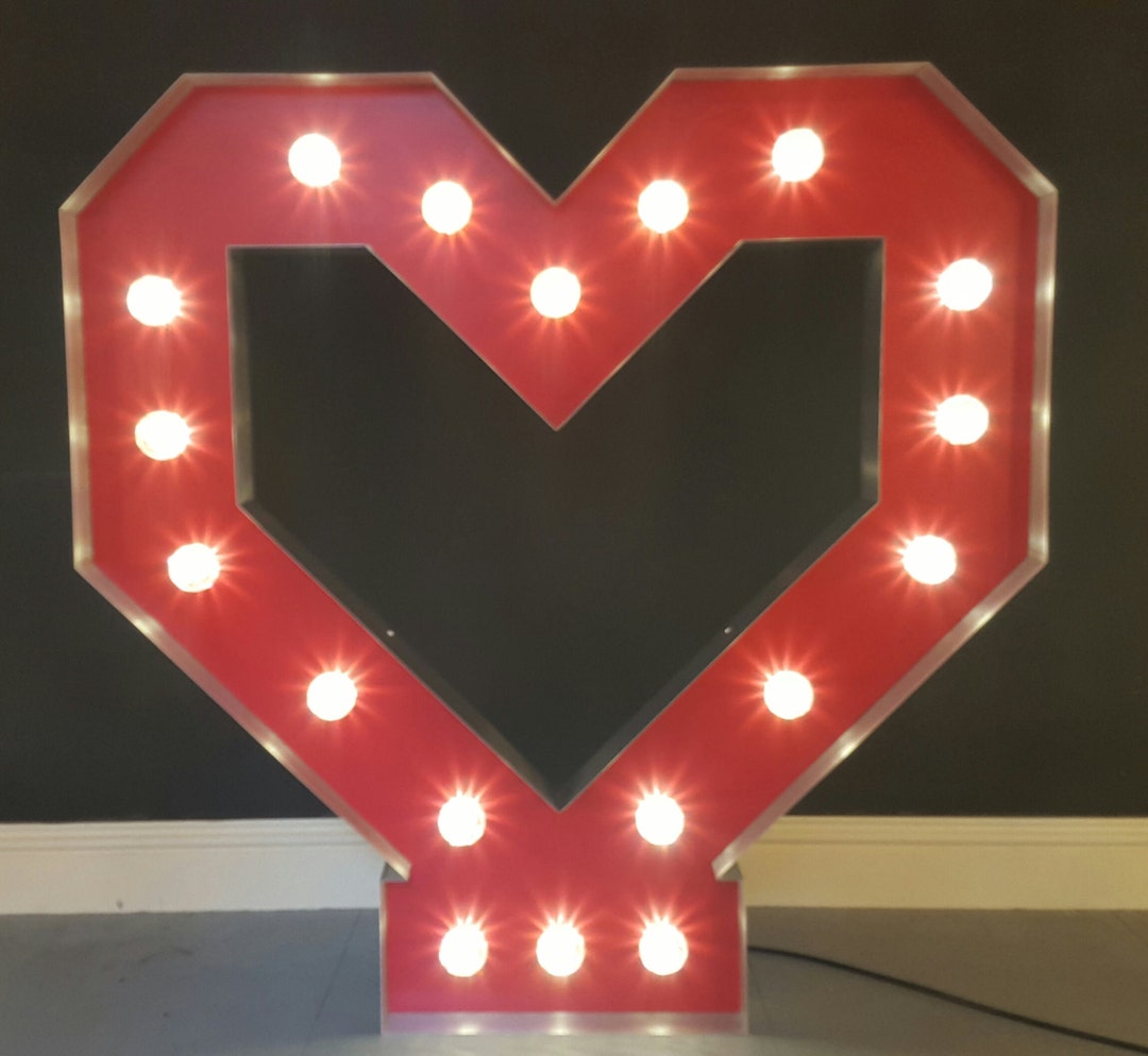 4ft Light Up/light Bulb Marquee Love Heart Letter Wedding/event Lights ...