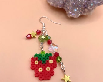 Strawberry Dangle Earrings Hama Perler Gifts for Her - Etsy