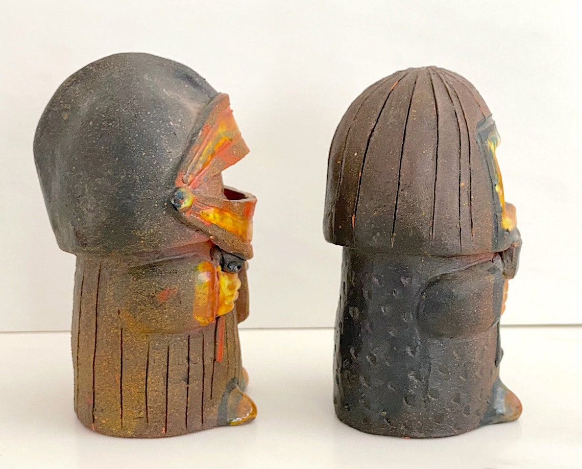 Vintage Pair of Hand Made Figural Pottery Sculptures of - Etsy