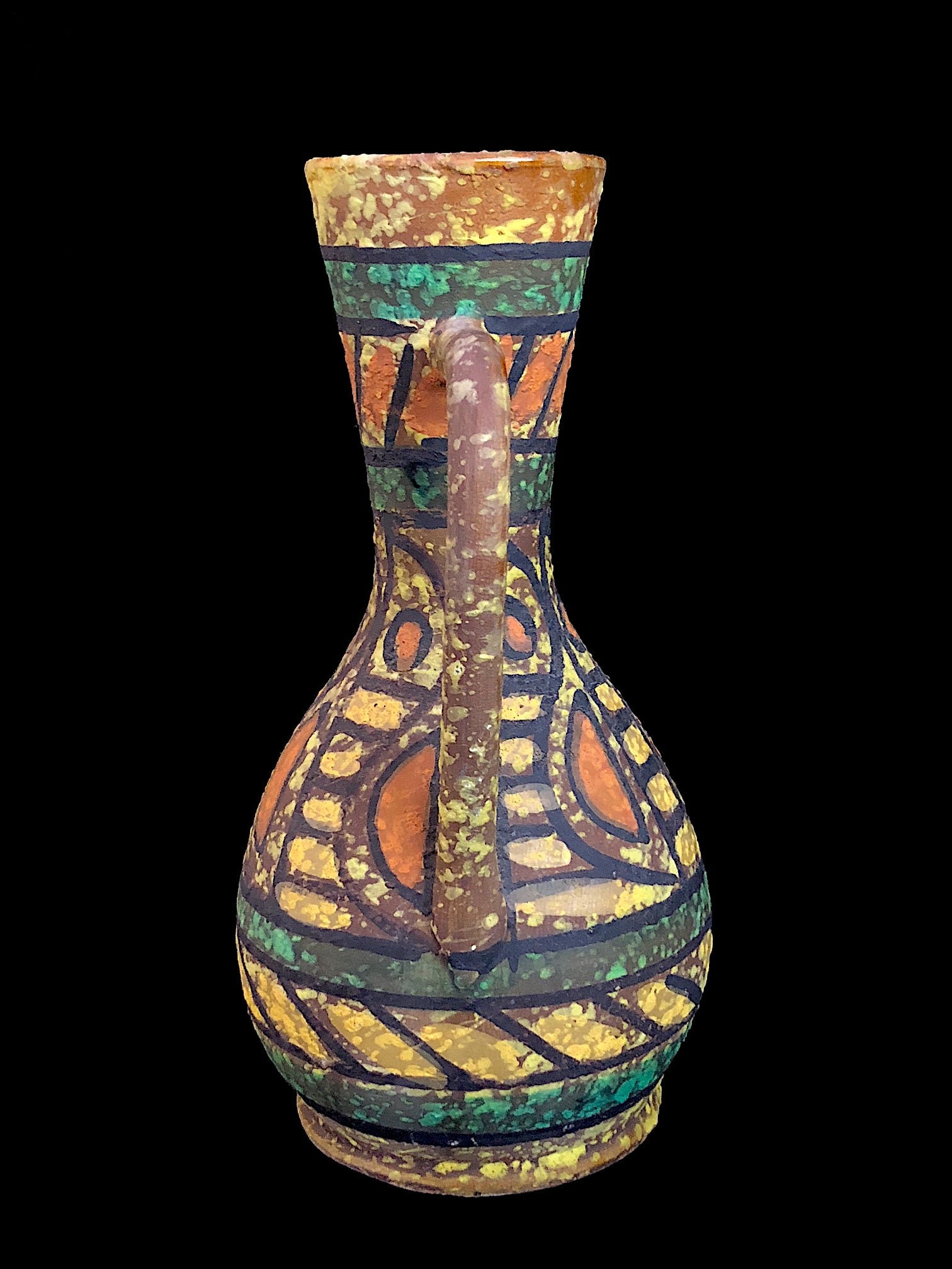Vintage Mid Century Modern Art Pottery 10.75" Pitcher Vase Textured ...