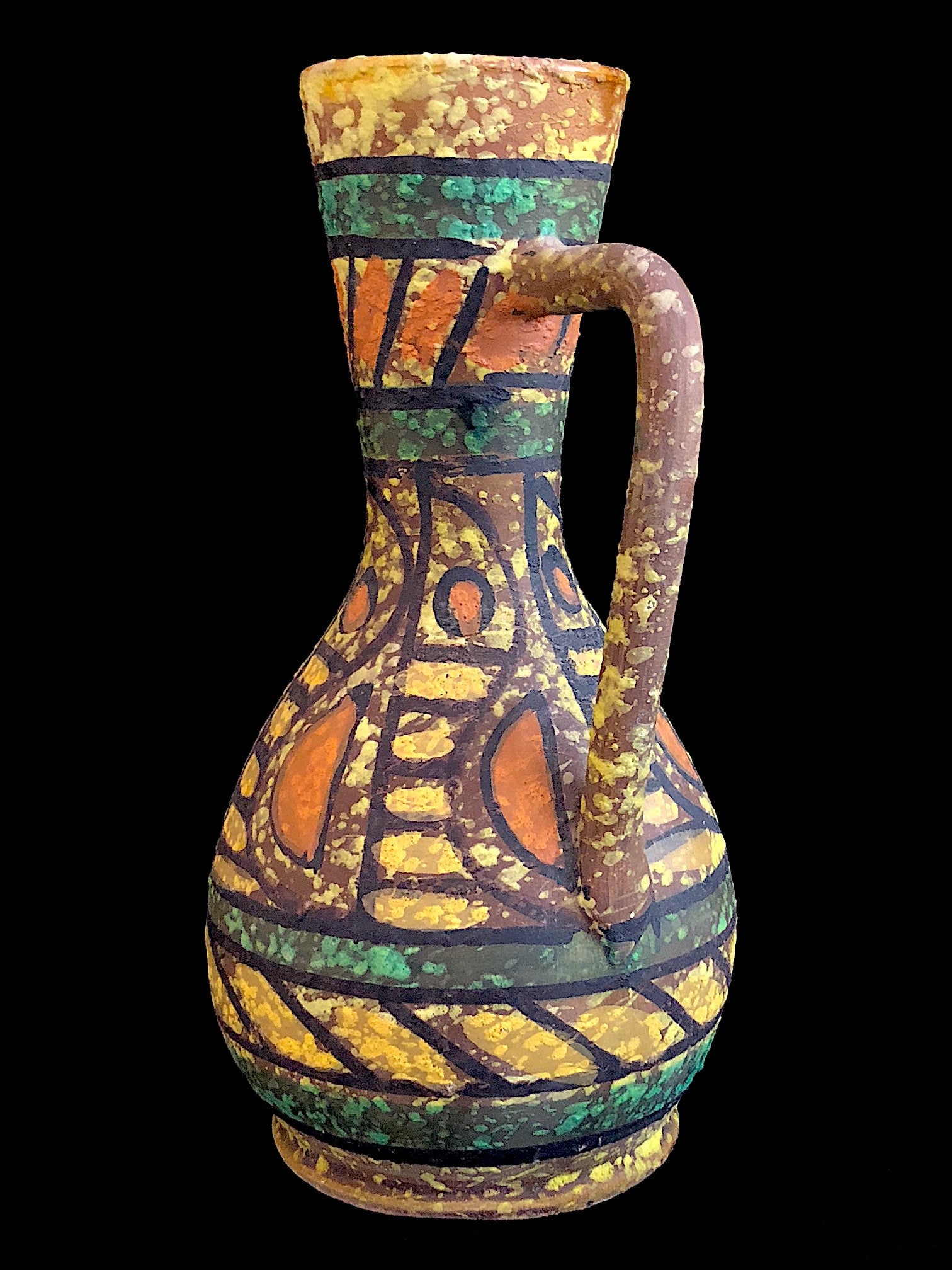 Vintage Mid Century Modern Art Pottery 10.75" Pitcher Vase Textured ...