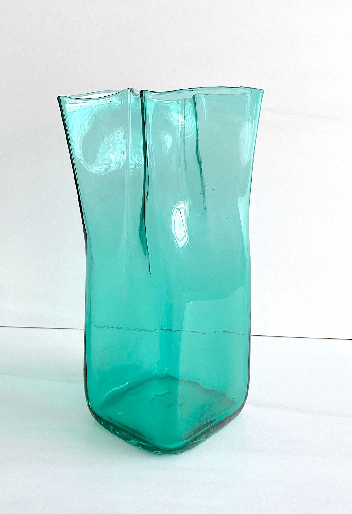 Vintage BLENKO 12.25 Tall Aqua Green Art Glass Paper Bag - Etsy