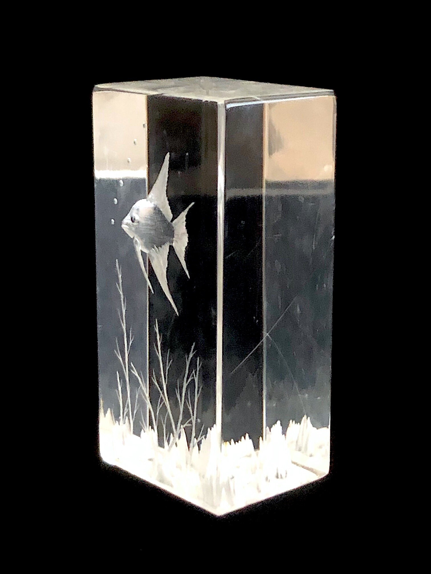 Vintage Modern Art 1970s Carved Lucite Sculpture of Underwater Scene ...