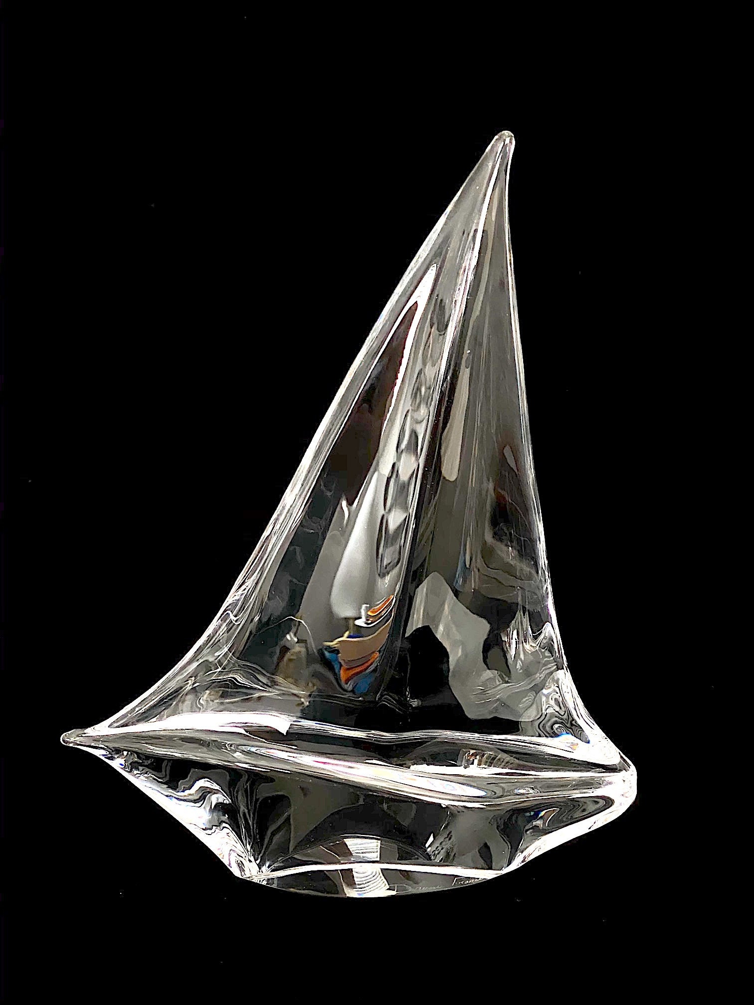 Vintage DAUM France Crystal 12" Tall Sailboat Sculpture Figurine French ...