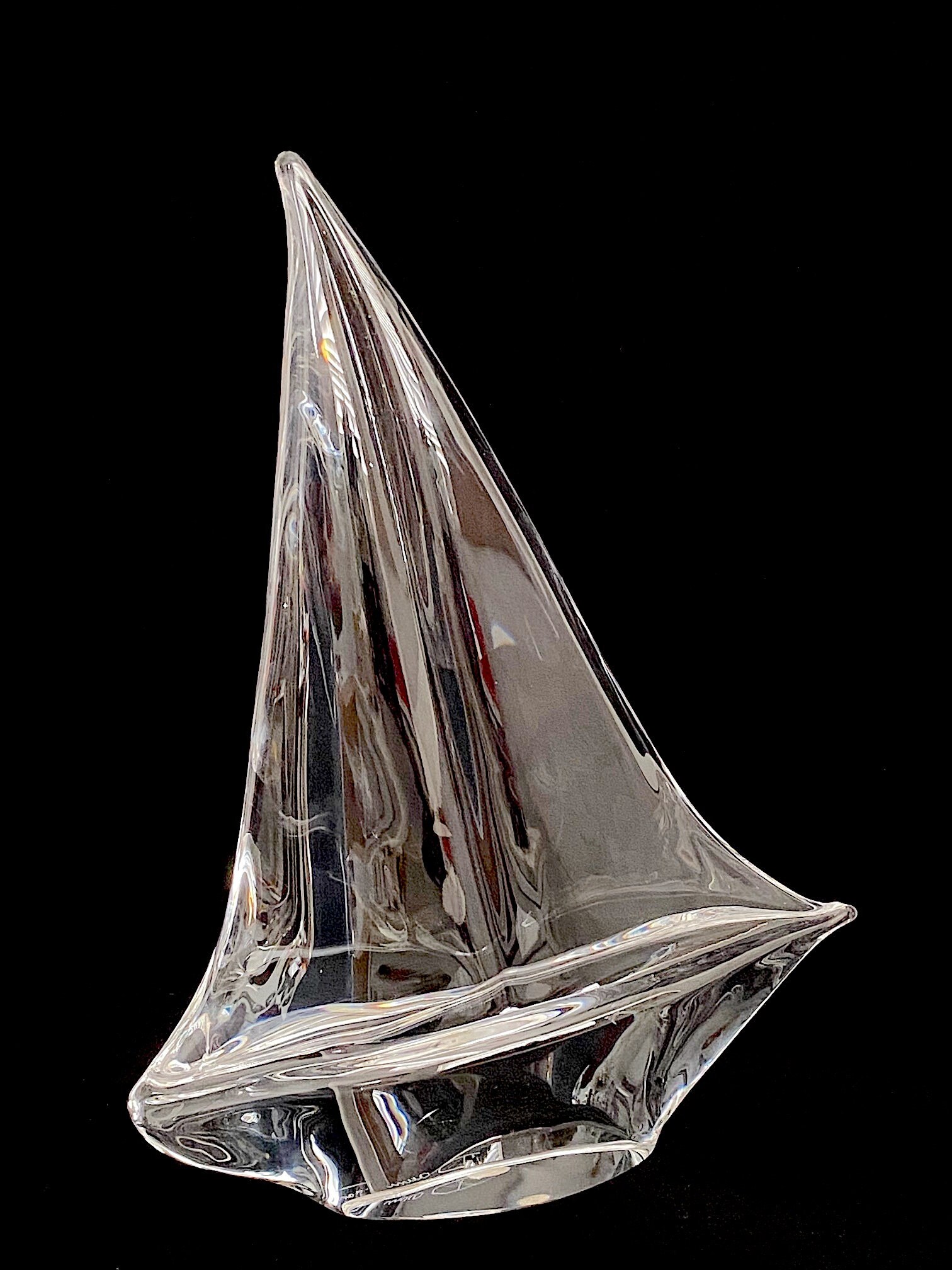 Vintage DAUM France Crystal 12" Tall Sailboat Sculpture Figurine French ...