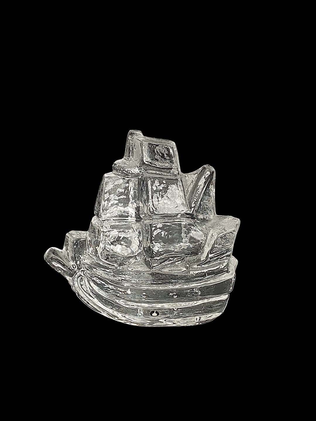 Vintage Large 4.75" 1970s Modern Scandinavian Art Glass Viking Ship ...