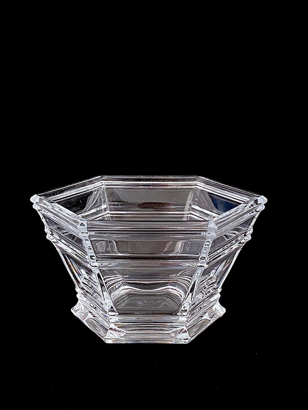 Vintage Fine Crystal Modernist Art Glass Faceted Hexagonal WINDHAM Vase ...