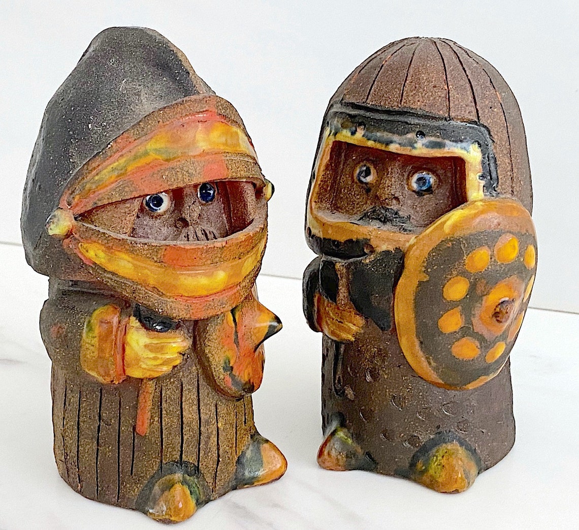 Vintage Pair of Hand Made Figural Pottery Sculptures of - Etsy
