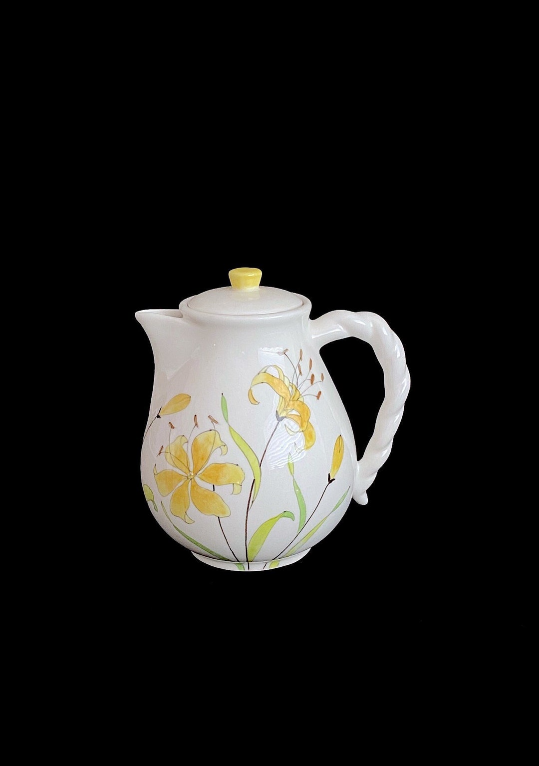 Vintage Mid Century Italian Ceramic Pottery Teapot W Hand Painted ...