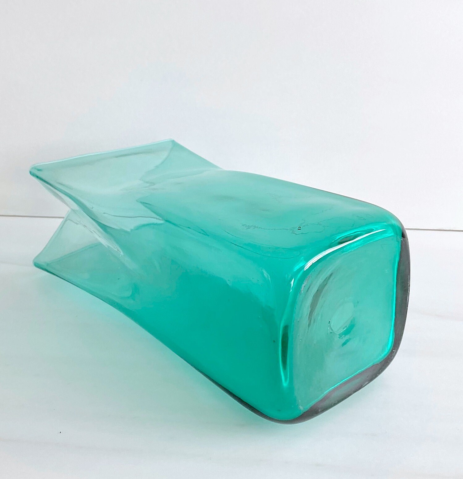 Vintage BLENKO 12.25 Tall Aqua Green Art Glass Paper Bag - Etsy